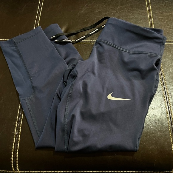 Nike | Pants & Jumpsuits | Nike Epic Run Navy Blue Dri Fit Cropped ...